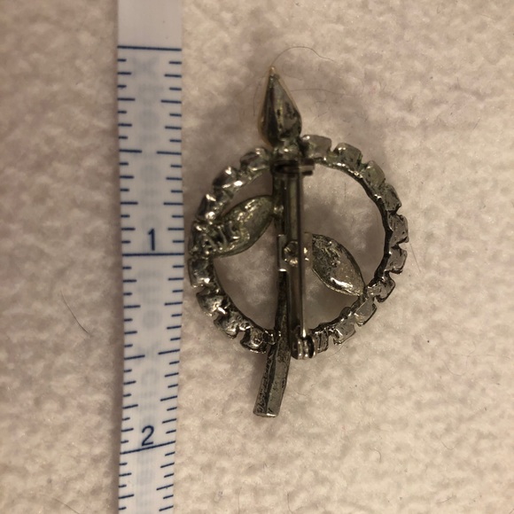 Jewelry | Vintage Crystal Faux Pearl Peace Sign Brooch | Poshmark